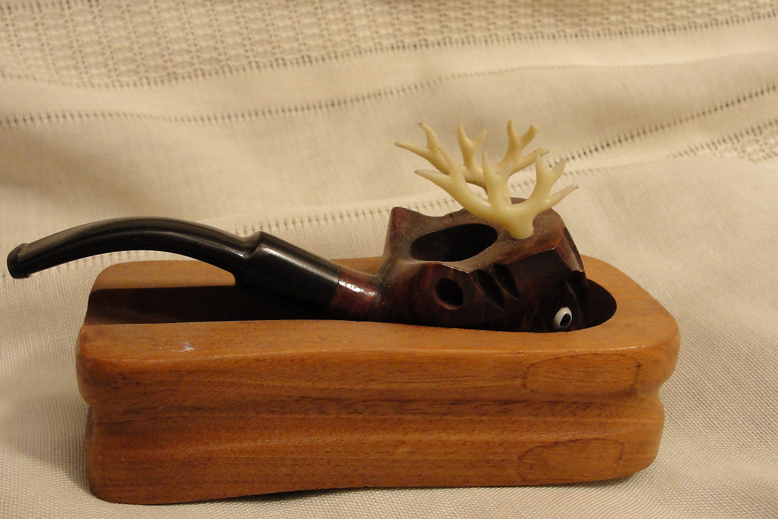 MILAN BRIAR MOOSE / DEER HEAD SMOKING PIPE - MADE IN ITALY - UN SMOKED ...