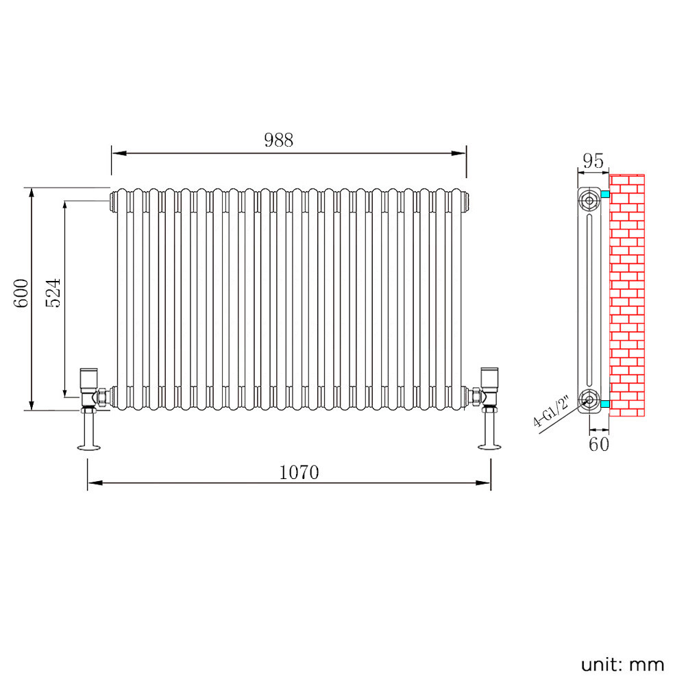 Traditional Cast Iron Radiator 2/3 Column Vertical Horizontal Heating ...