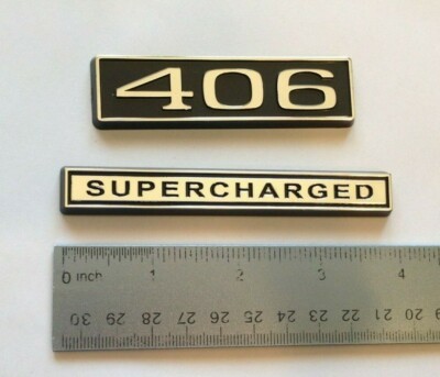 406 SUPERCHARGED black plastic with Chrome emblem emblems badge new | eBay