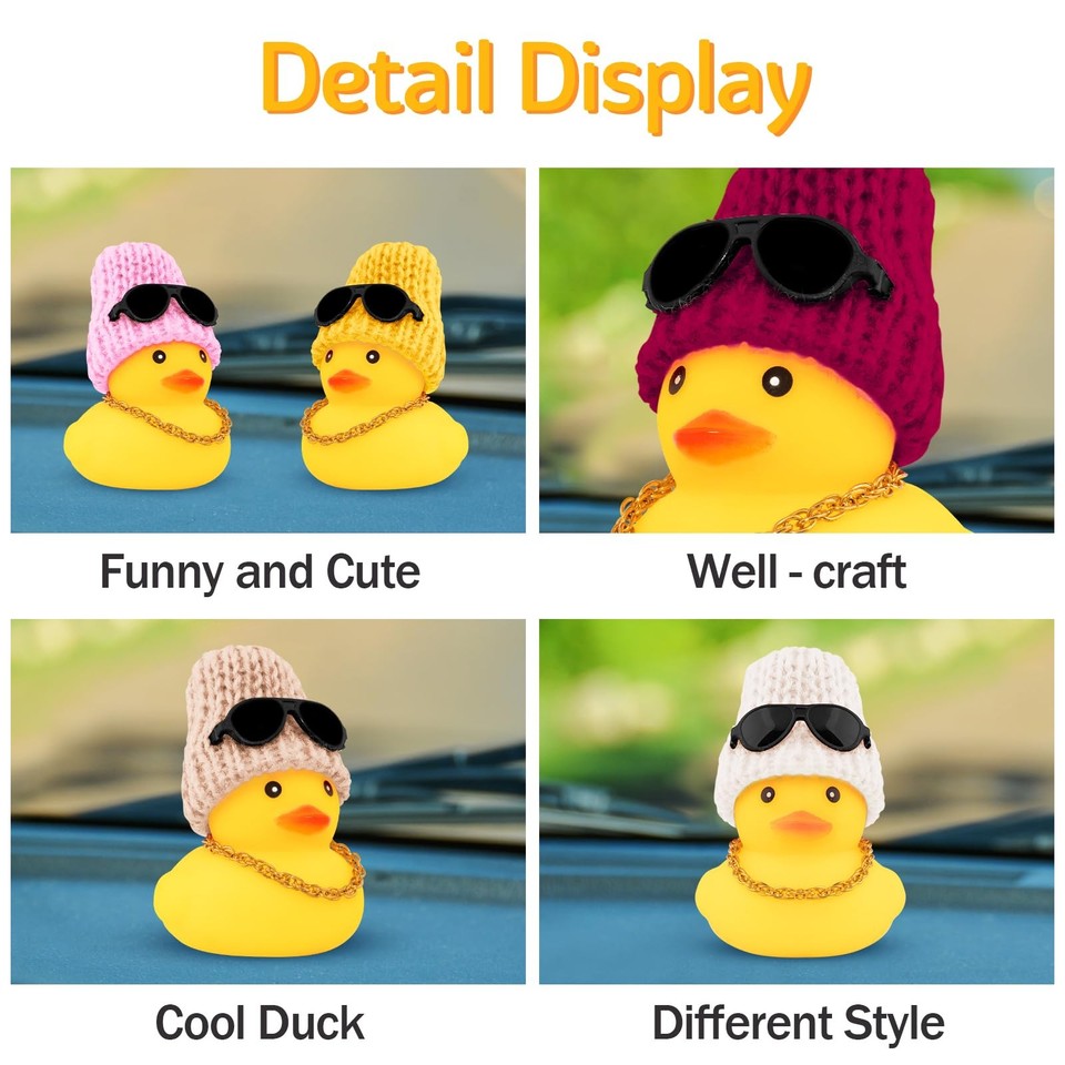 wonuu Car Rubber Duck, Yellow Duck 2.36 inches, B-duck-pink Knit Hat | eBay