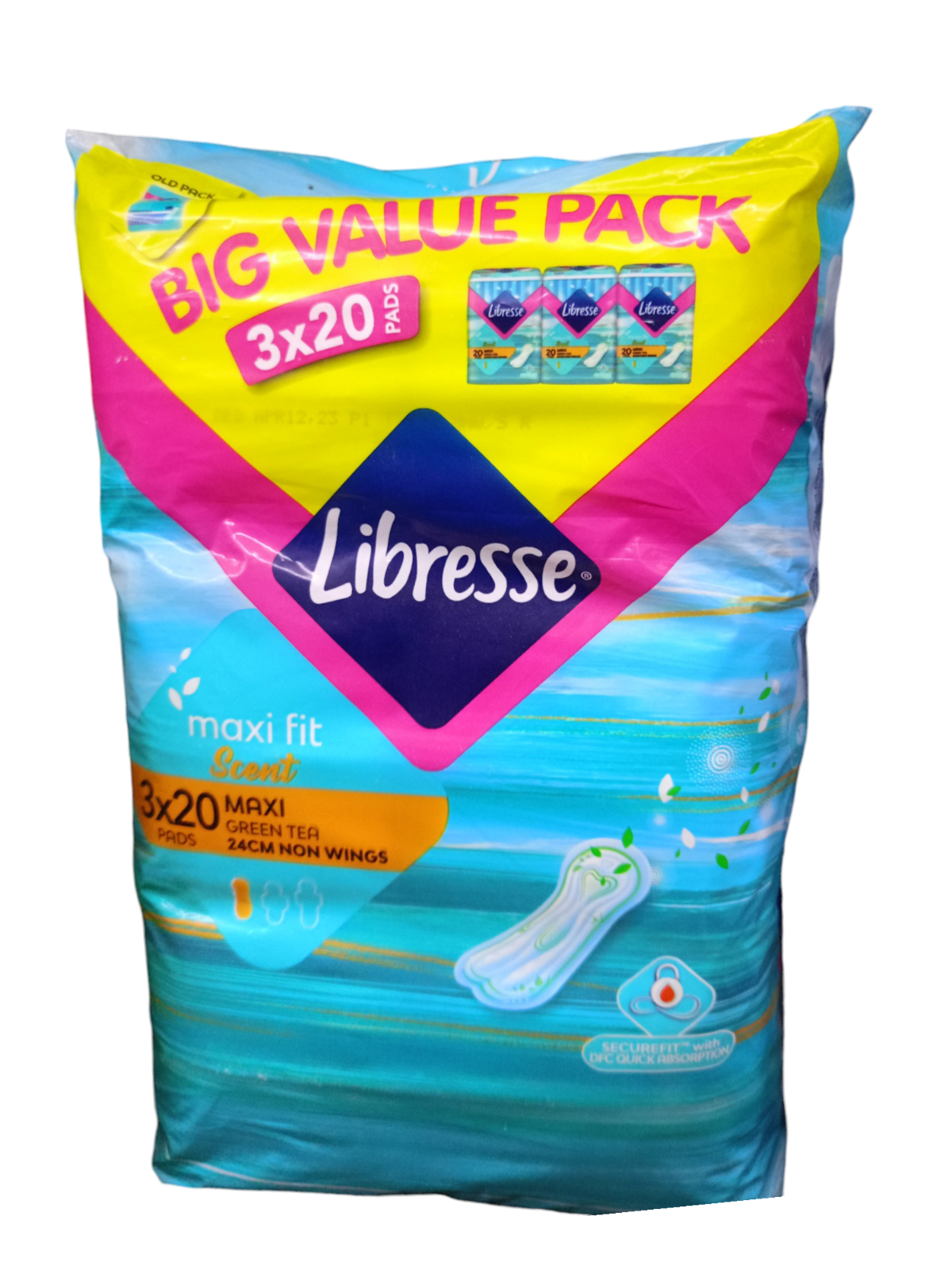 Libresse Maxi Fit 24cm Non-Wing Green Tea Pads Heavy Flow Sanitary ...