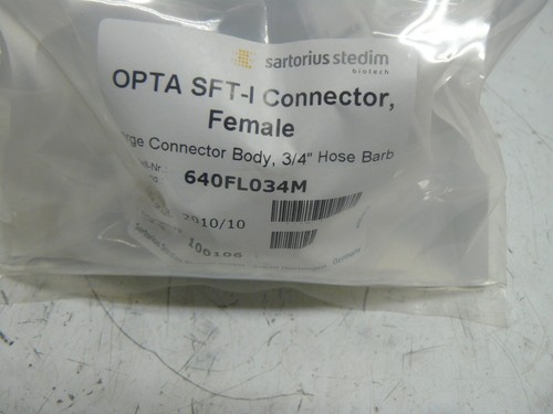 SARTORIUS 640FL034M OPTA SFT-I CONNECTOR LARGE BODY FEMALE 3/4" HOSE ...