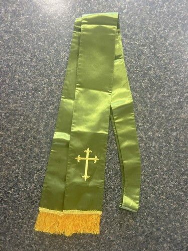 Abbott Hall Clergy Stole Green Gold Cross Embroidered. Made In USA! | eBay