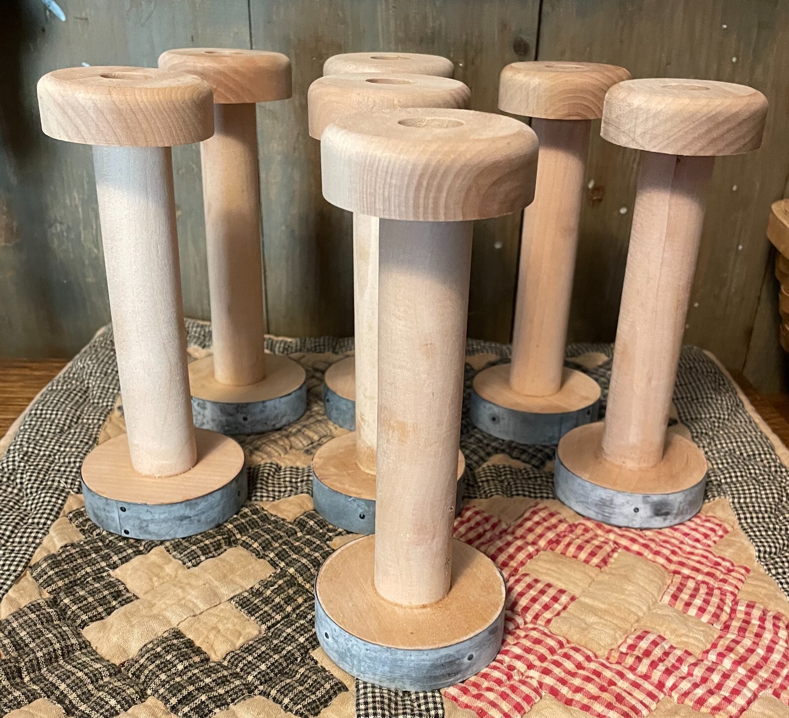 Unfinished Spool Candle Sticks * Lot of 7 | eBay