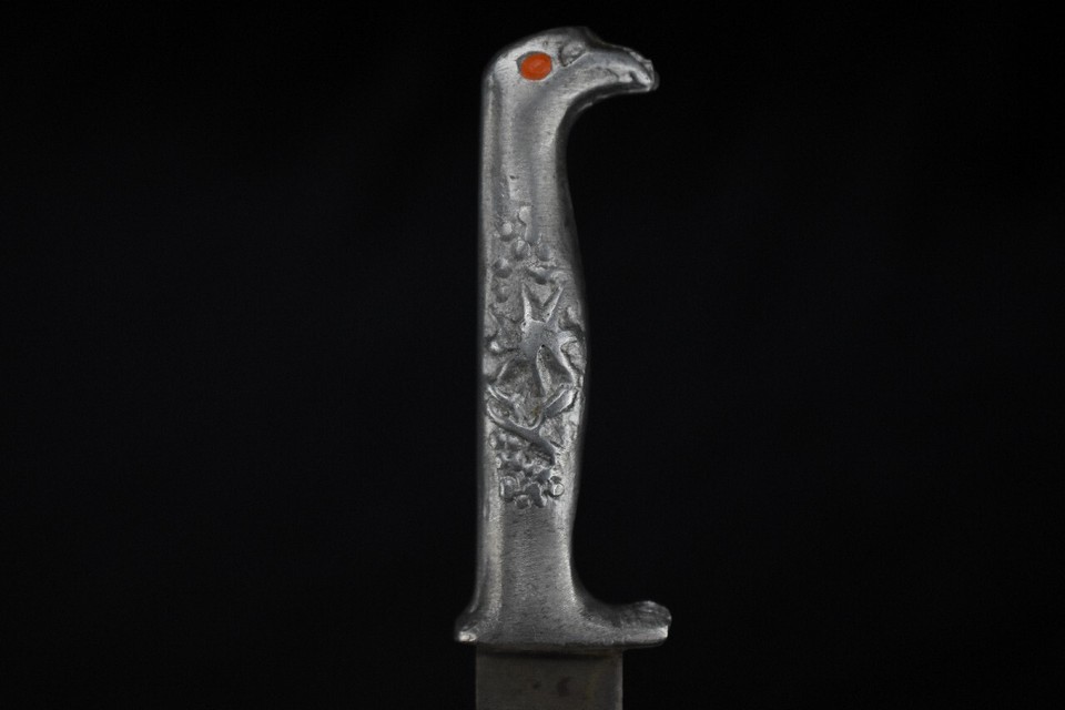 Vintage Old German Eagle Head red eye small knife dagger with scabbard ...