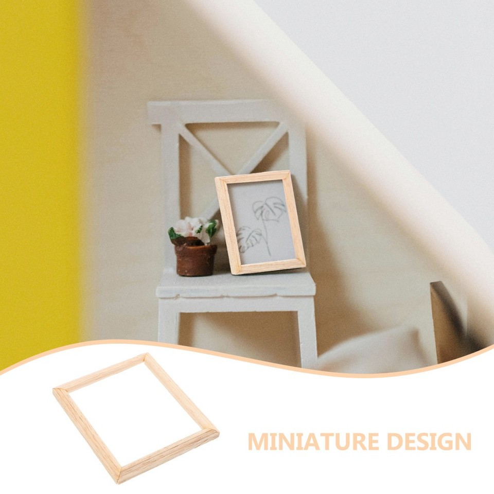 9 Pcs Mini Wooden Picture Frames for Dollhouse Wood Mini Frames For DIY ...