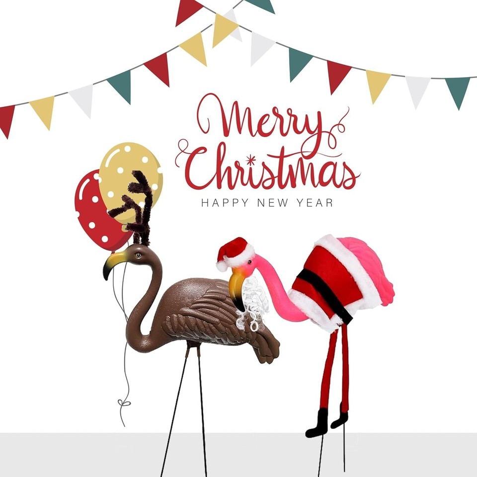2-Pack Large Christmas Flamingo Yard Ornaments, Christmas Yard Decoration | eBay