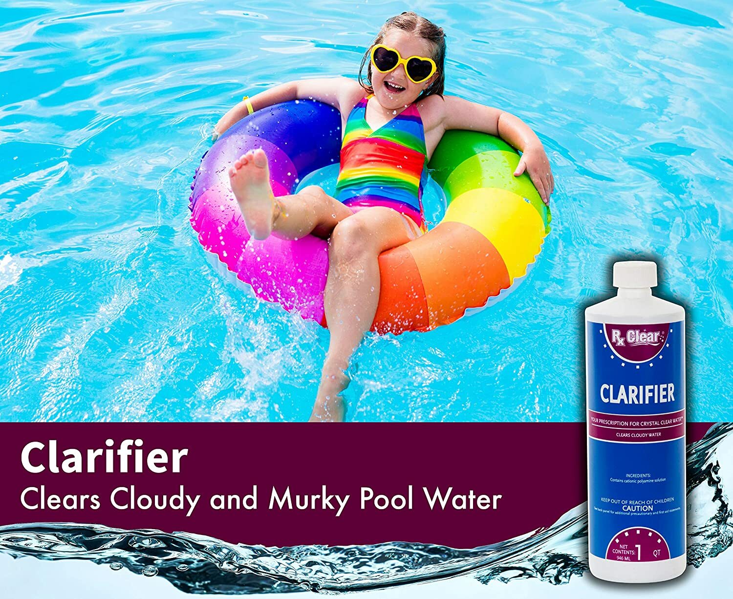 Rx Clear Swimming Pool Chemical Clarifier - 32 oz Bottle - (Select ...