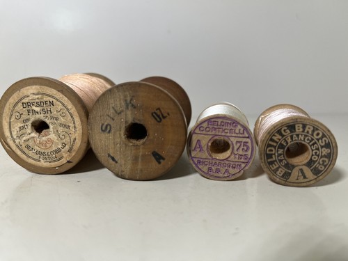4 Spools Antique Thread: Military Silk, CORTICELLI, silk BELDING ...