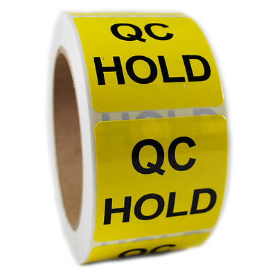 Glossy Yellow "QC Hold" QA QC Sticker Label - 2" by 2" - 500 ct ...