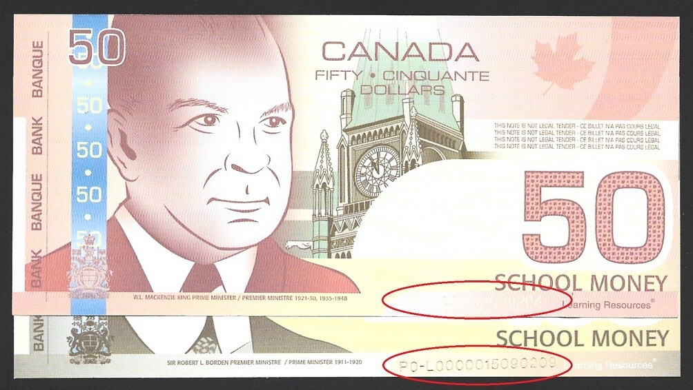 Canadian Play Money Printable