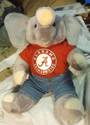 ALABAMA CRIMSON TIDE PLUSH 12 INCH MASCOT BIG AL T-Shirt and Blue Jeans ...