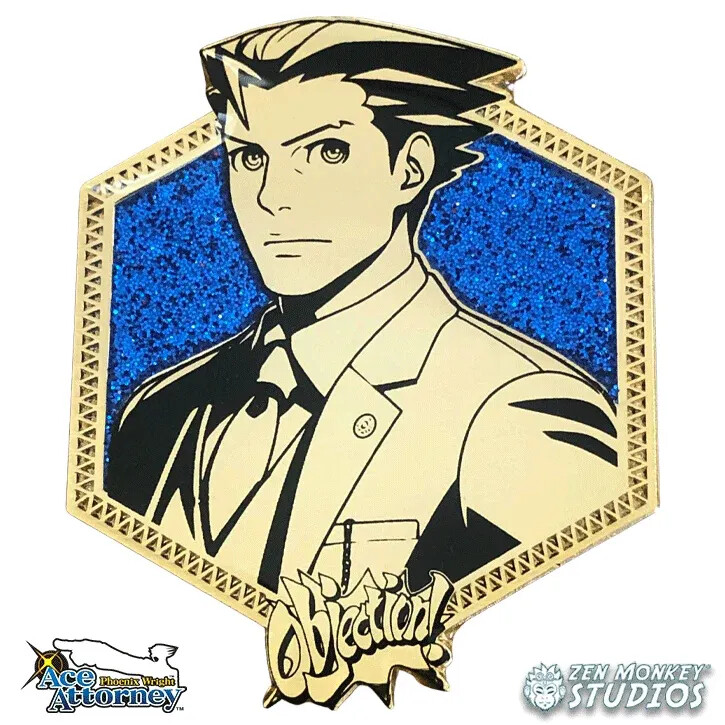 Ace Attorney Miles Edgeworth Phoenix Wright Metal Brooch Lapel Badge ...
