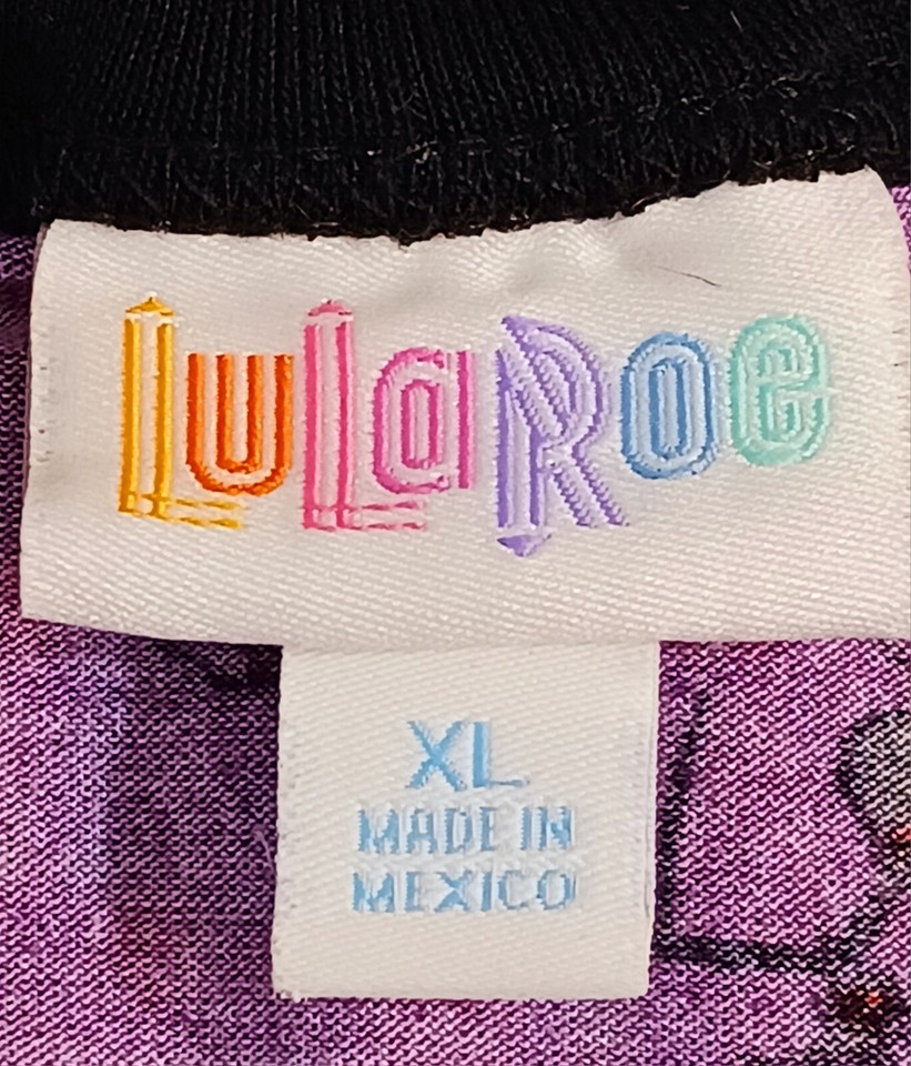 LULAROE Black Widow Spiders Shirt XL Purple Top Contrast Trim Halloween ...