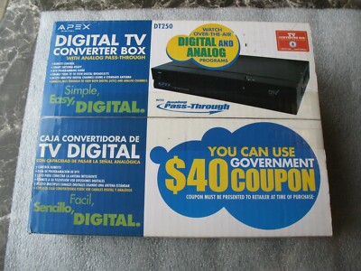 APEX DIGITAL TV CONVERTER BOX WITH ANALOG PASS-THROUGH, DT250-NEW | eBay
