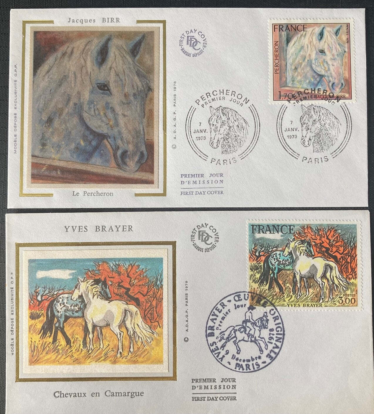 FRANCE 1978 SILK FDC art Jacques Birr Yves Brayer horses | eBay UK