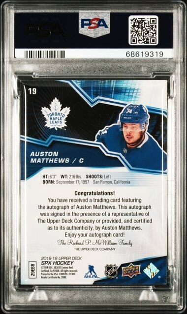 AUSTON MATTHEWS 2018-19 Upper Deck SPx Hockey Autograph #19 Auto #4/15 ...