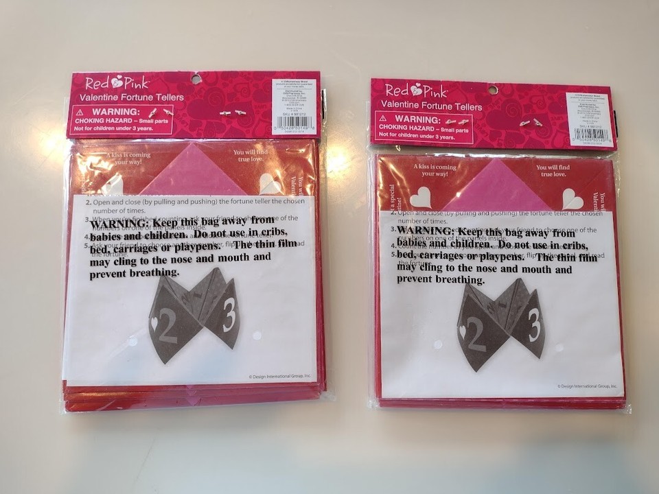 New Origami 16 Valentine Fortune Teller Valentine's Day Cards Cootie ...