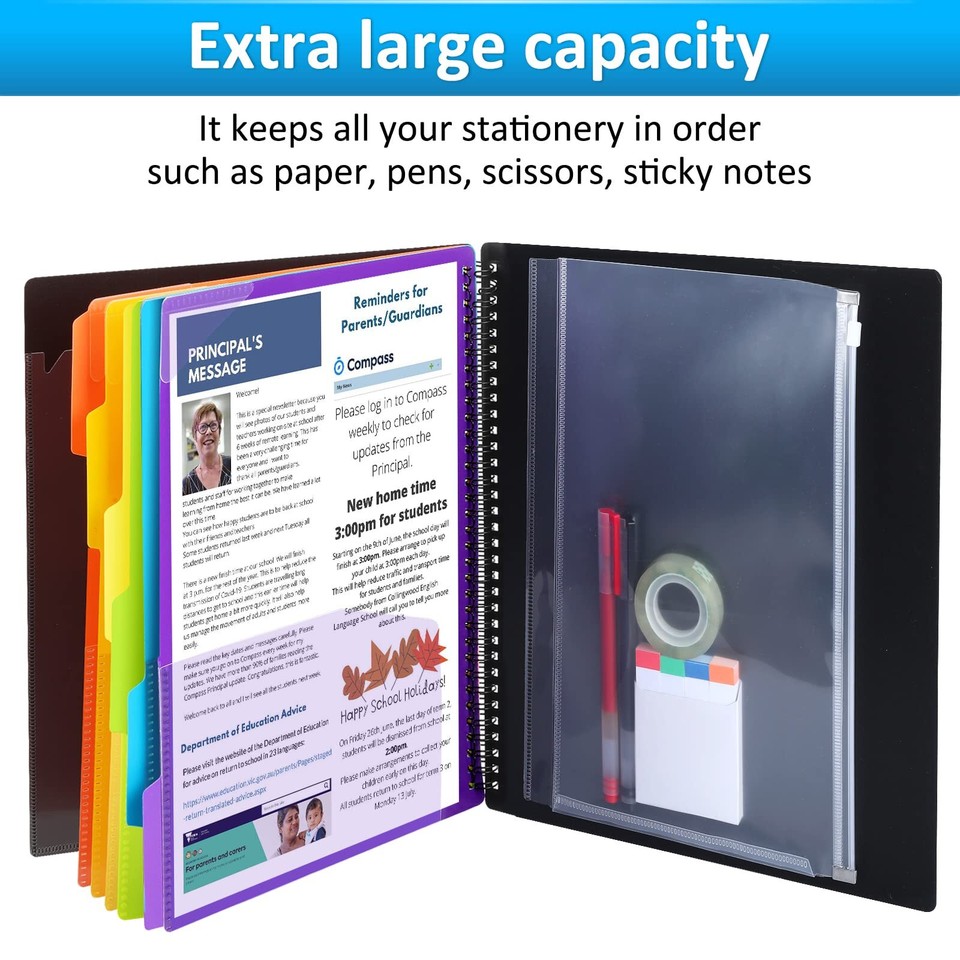 HABGP Spiral File Folders with Pockets, Plastic Folder Organizer with ...