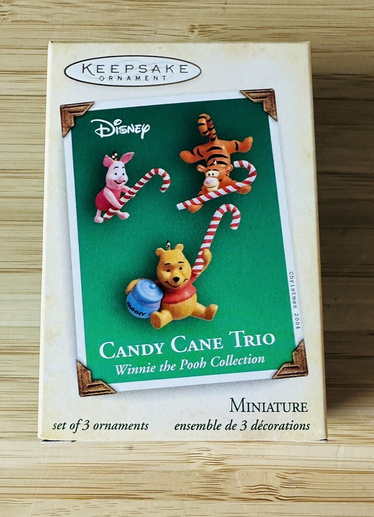 2004 Hallmark Disney Candy Cane Trio Pooh Piglet Tigger Miniature ...