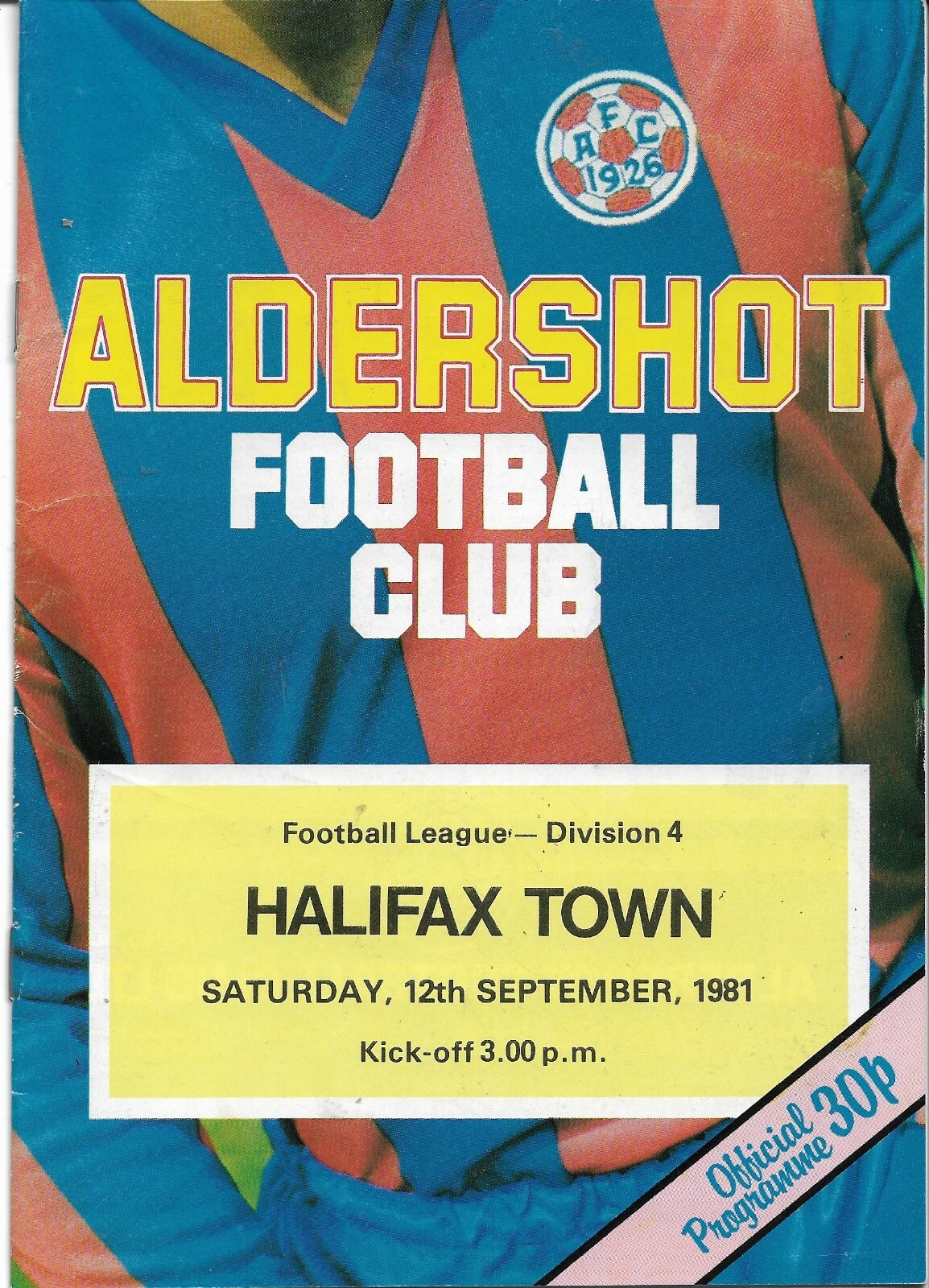 Football Programme - Aldershot v Halifax Town - Div 4 - 12/9/1981 | eBay UK