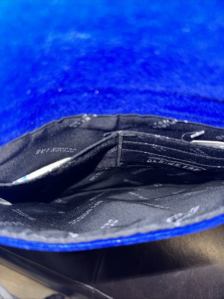 Design Lab Lord & Taylor Envelope Purse Clutch Blue Velvet 11 X 8 | eBay