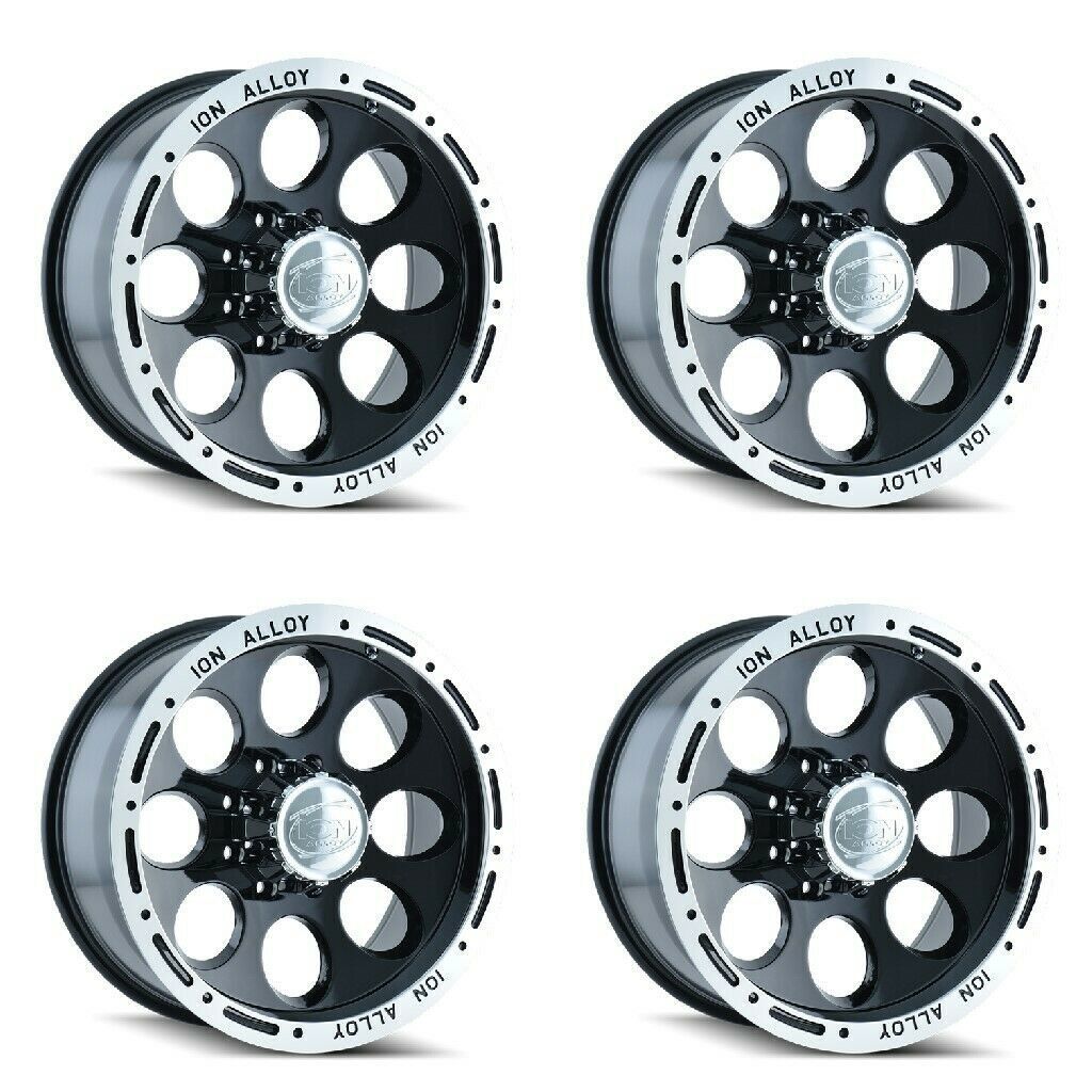 Set 4 16" Ion 174 Black/Machined Wheels 16x8 8x170 For Ford Truck Rims ...