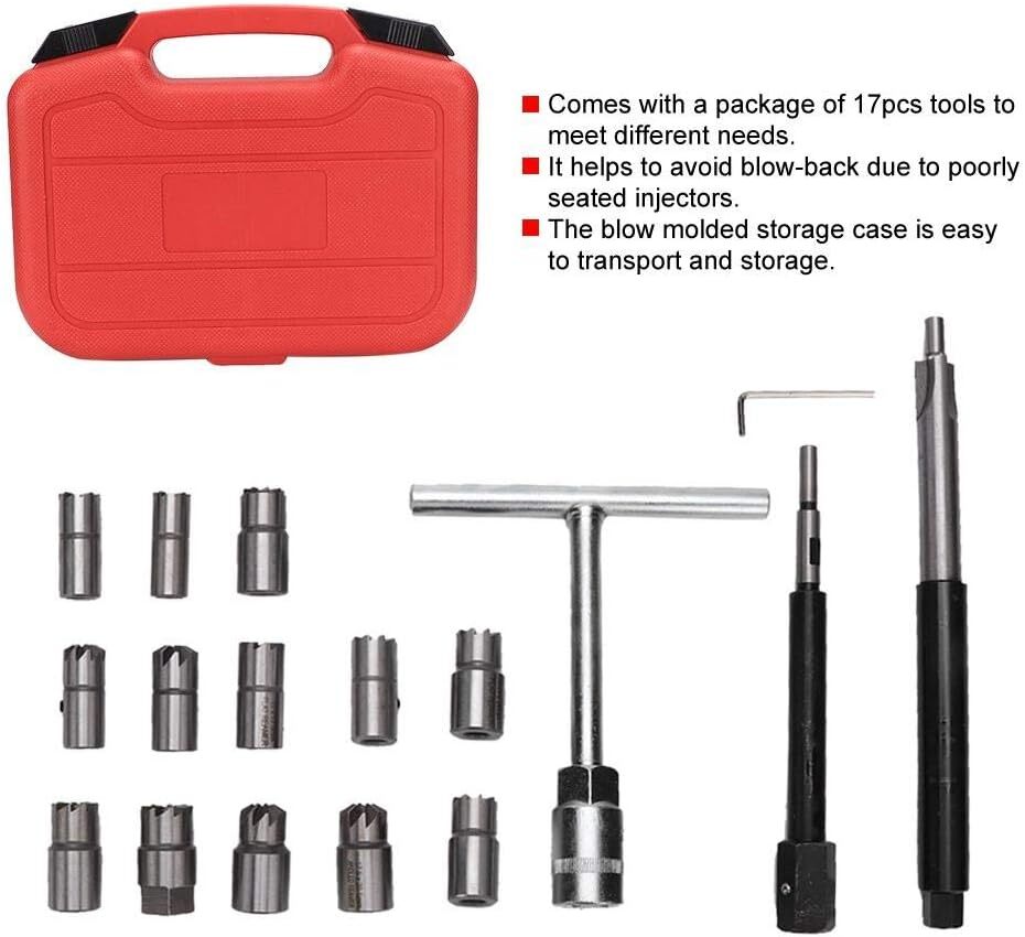 17pcs Professional Diesel Injector Seat Cutter Tool Cleaner Set ...