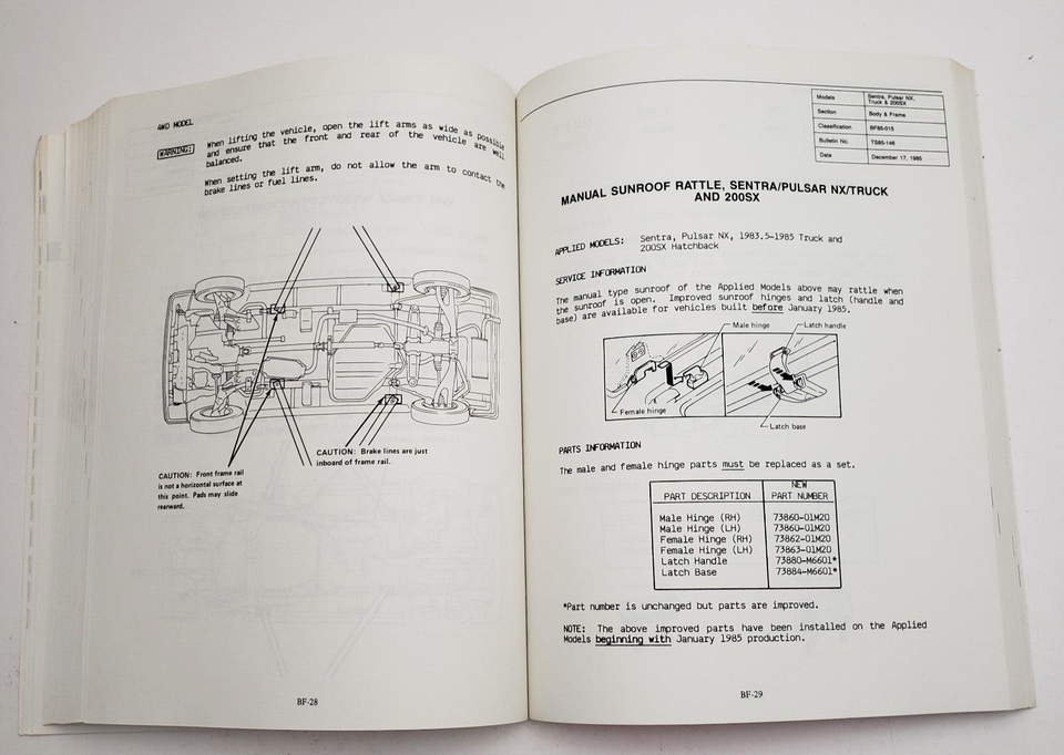 1985 Nissan Technical Bulletins Nissan Product Line 1986 Nissan Motor ...