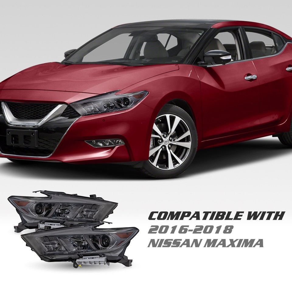 For 2016-2018 Nissan Maxima 4DR LED DRL Smoke Headlights Assembly Lamps ...