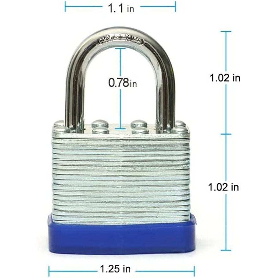 Laminated Steel Padlock with Key, Lock 1-1/4 in Wide Lock Body, Fence ...