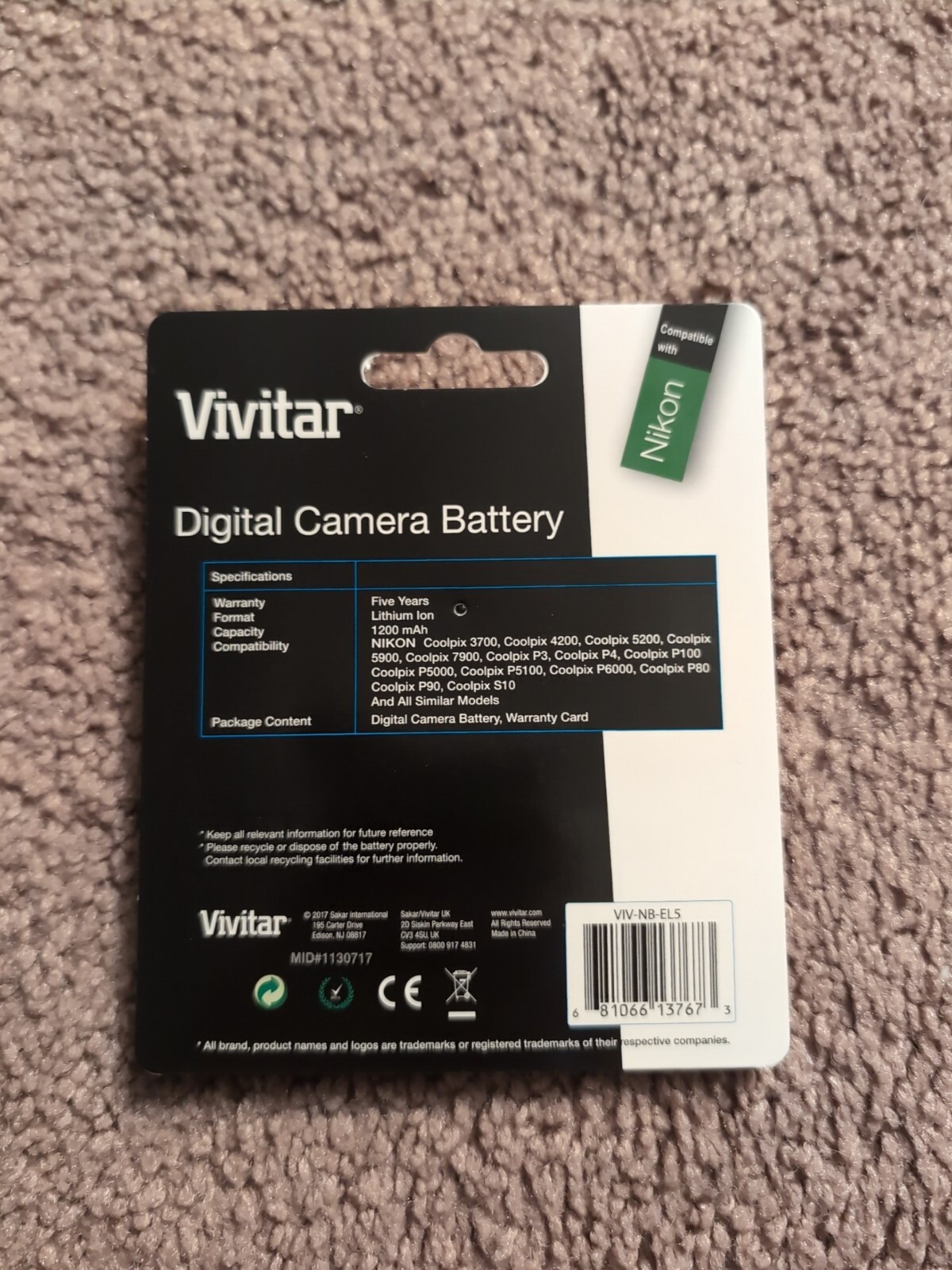 BRAND NEW SEALED Vivitar Replacement Battery for Nikon EN-EL5 NIKON ...