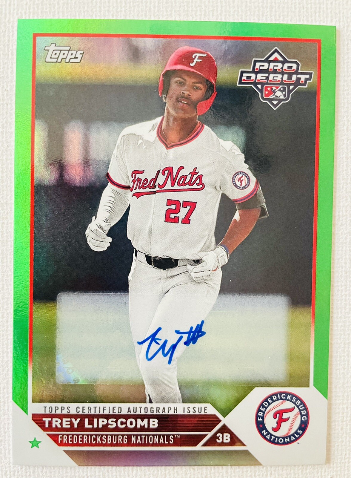 2023 Topps Pro Debut Trey Lipscomb Green Foil Auto #PD-129 Nationals ...