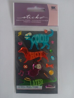 Sheet Of Sticko “Cool Cat Pets” 3D Epoxy Stickers~ Song Bird Hot Dog ...