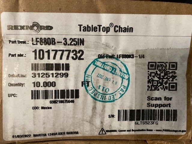 REXNORD 10177732 TABLETOP CHAIN LF880B-3.25IN for sale online | eBay