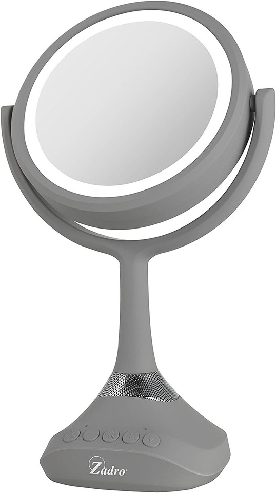 Round Led Lighted Vanity Mirror W/ Bluetooth Speaker & USB Flash Drive ...