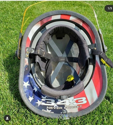 343 Never Forget USA American Flag Fire Helmet Wrap Sticker Decal Brim ...