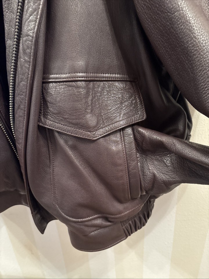 A-2 Goatskin Nose Art Leather 2 XL Jacket Dark Brown Bomber Men's Made ...