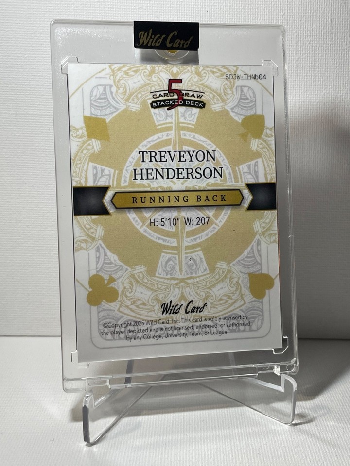 Treveyon Henderson 2025 Wild Card 5 Card Draw Stacked Deck Joker 1/1 ...