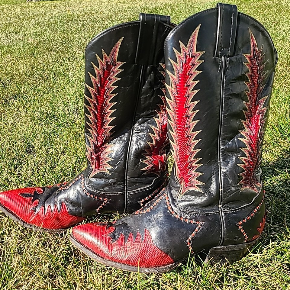 Men’s Tony Lama Firewalker Western Boots 6853 Size 10 D Black + Red ...