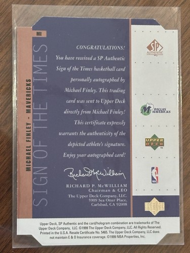1998-99 SP Authentic Sign of the Times Bronze Michael Finley Auto ...