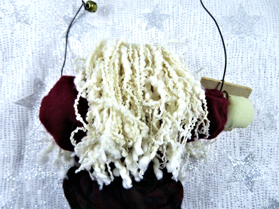 Handmade Merry Ho Ho Santa Claus Hanging Christmas Décor Fabric Wire ...