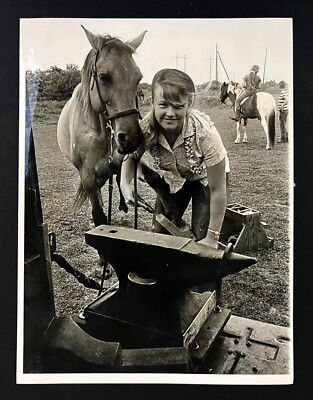 1964 Snooks Rourk Female Blacksmith Shoeing Horse Vintage Press Photo ...