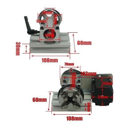 4th Axis CNC Kit Rotary Axis Tailstock with 4 Jaws Chuck for CNC Router ...