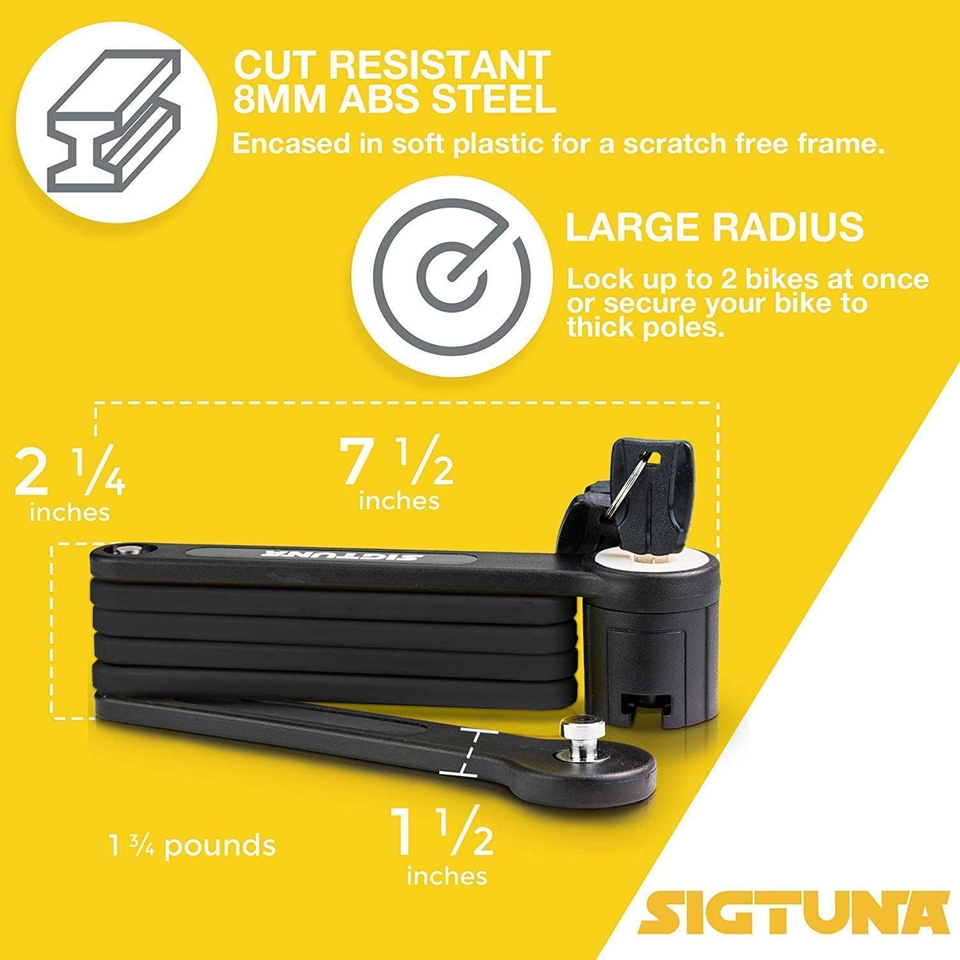 Folding Bike Lock - Hardened Steel 8Mm Fold-Up Heavy Duty Bike Lock ...