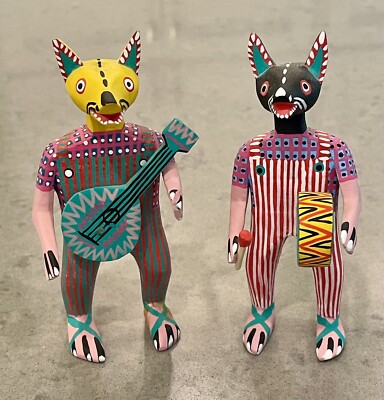 2 Wood Carving Abad Xuana Oaxaca Mexican Folk Art Band Figurines ...