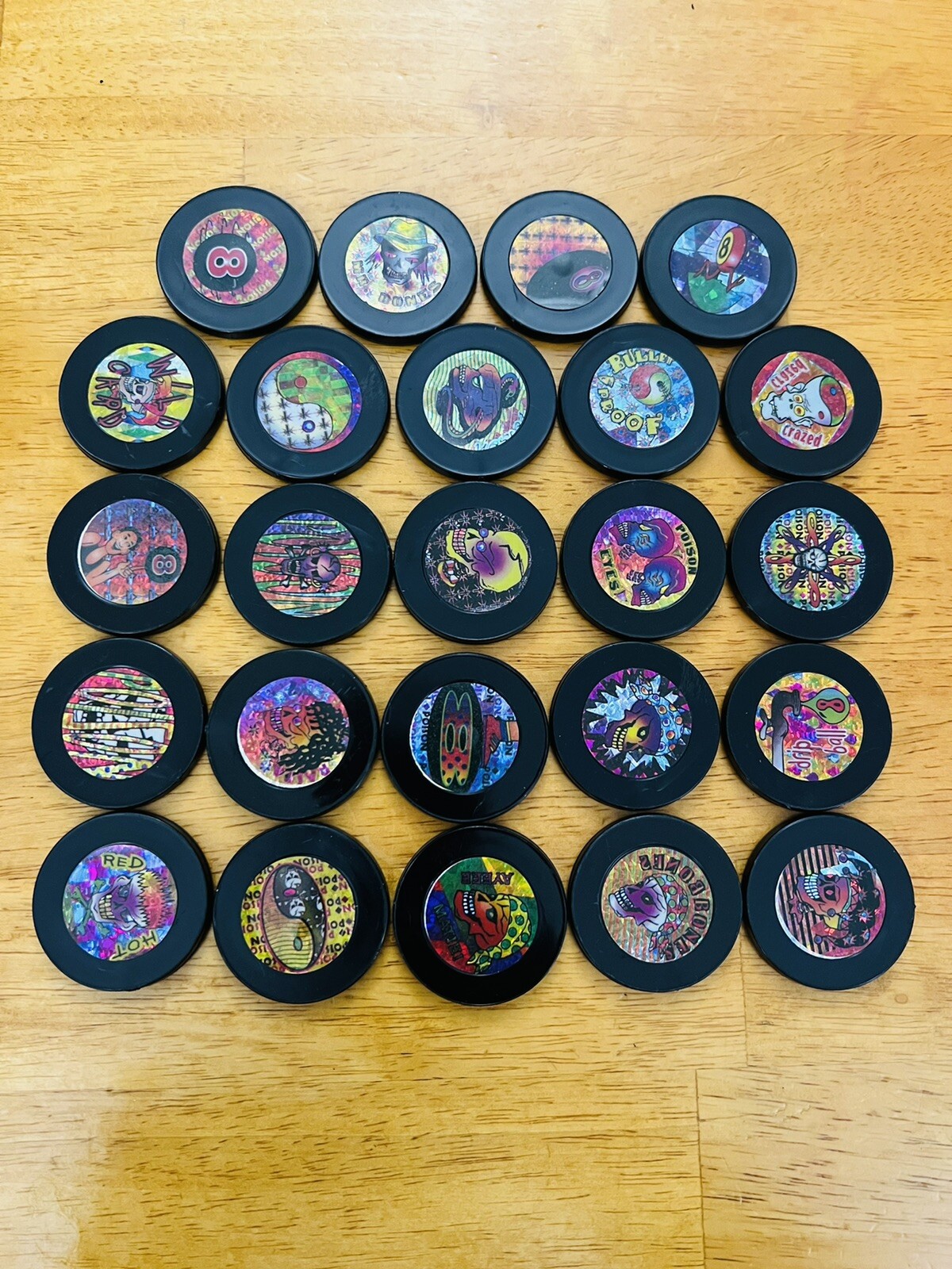 24 Pogs Slammers Lot 2-3-4 Player Set Eddie Bauer Poison Skeleton 8Ball ...