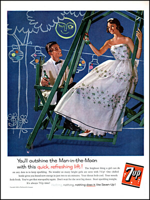 1960 7 Up Cola Seven Up Teen couple porch swing art vintage photo print ...