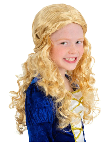 Medieval Princess Wig Blonde Curly Girls Fancy Dress Wig Maiden History ...
