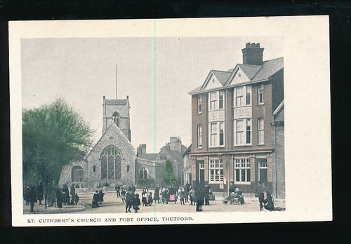 Norfolk THETFORD St Cuthbert's Church Post Office street scene c1900 ...